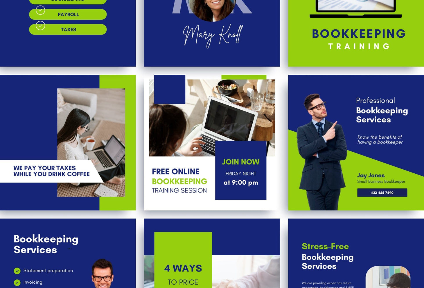 30 Bookkeeping Instagram Post Editable Canva Templates – Ladystrategist ...