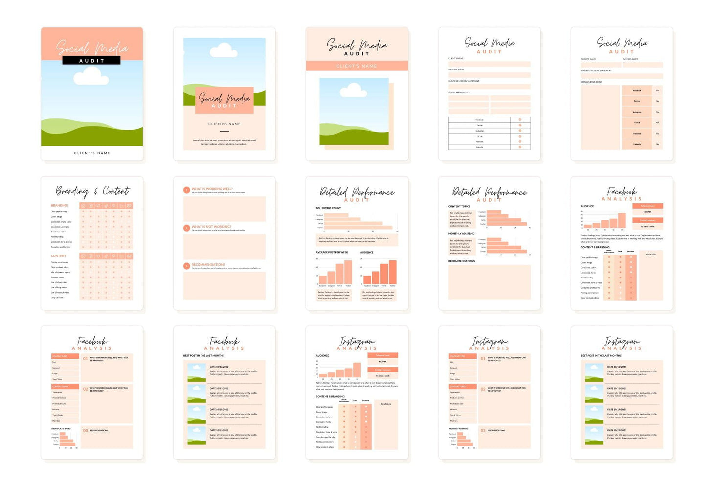 Printable and Editable Social Media Audit Planner Canva Template ...
